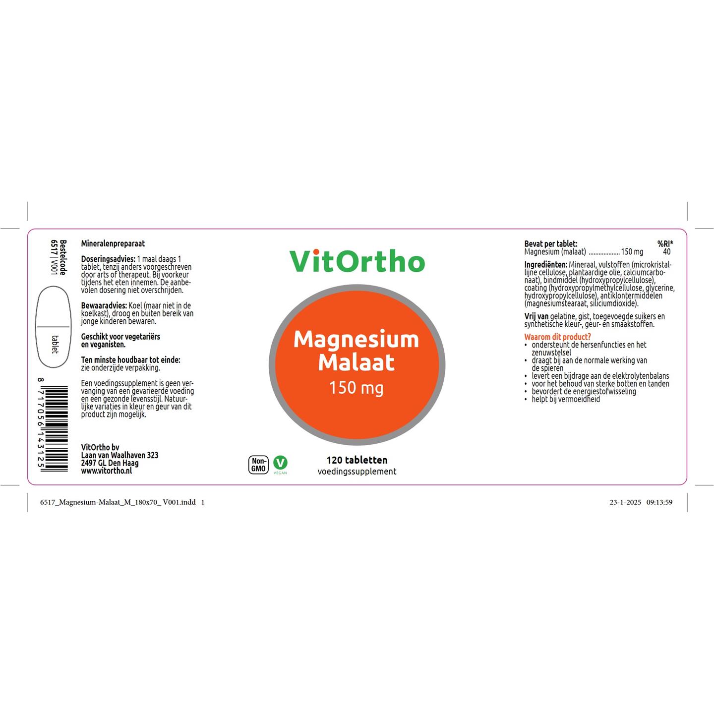 Magnesium Malaat 150 mg (VitOrtho)